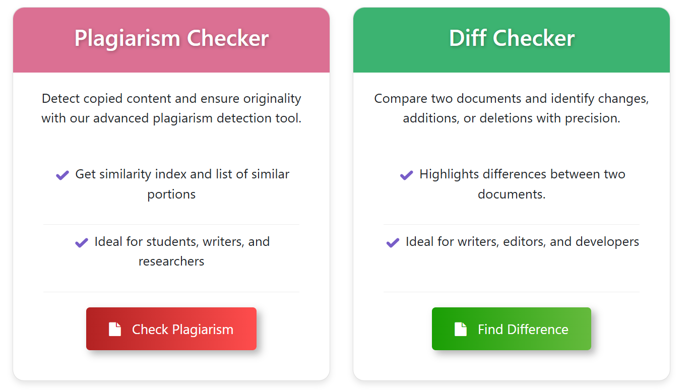 Free AI Document Comparison: Diff Checker & Plagiarism Finder